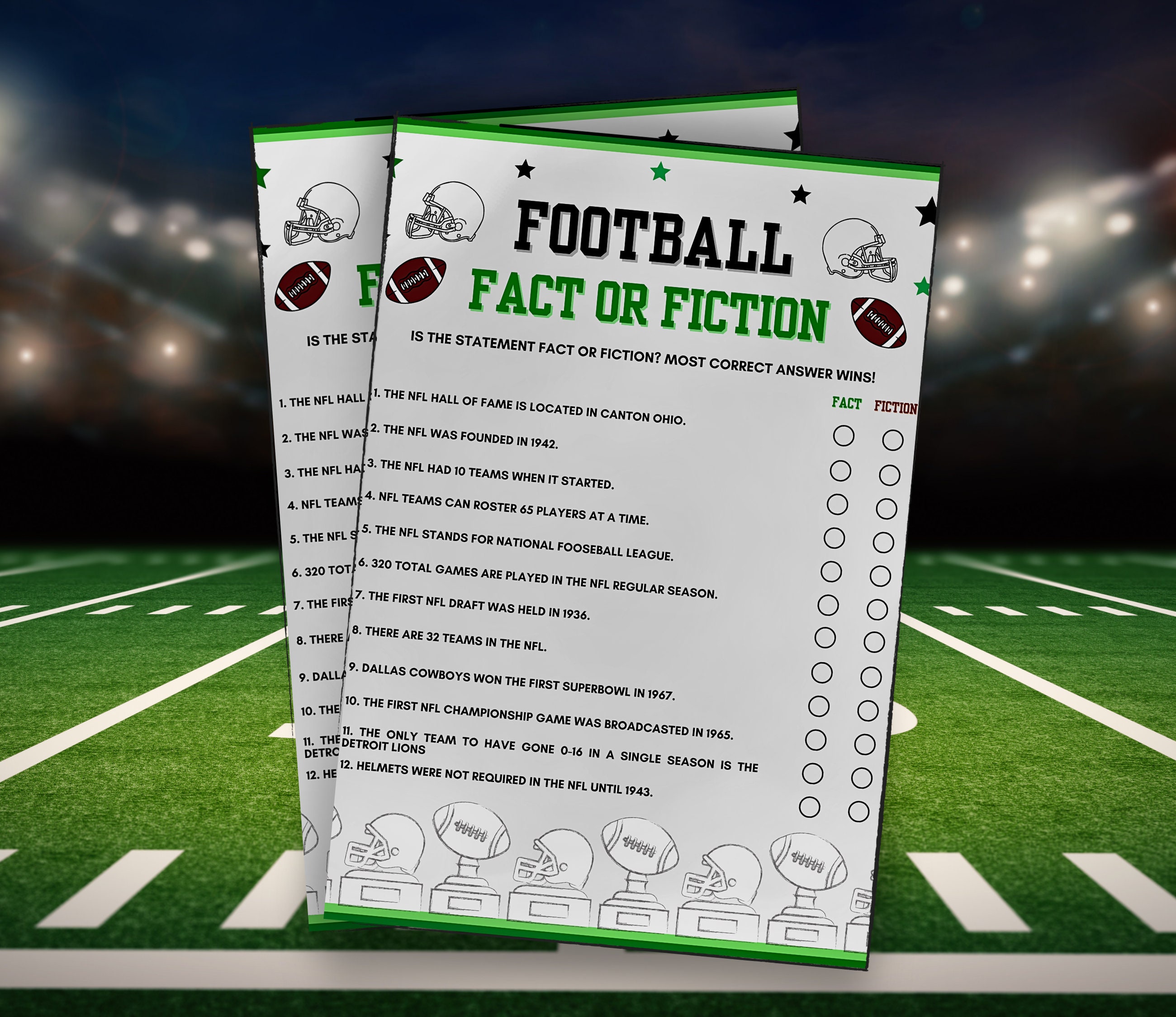 Football Fact or Fiction, Football Party Games, Super Bowl Party Games ...