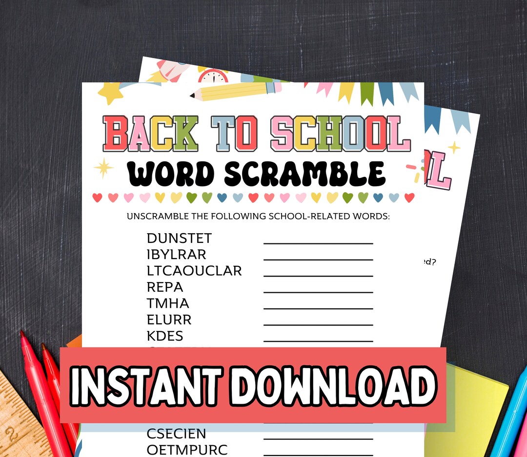 Back to School Word Scramble Game, Back to School Game, Word Scramble ...
