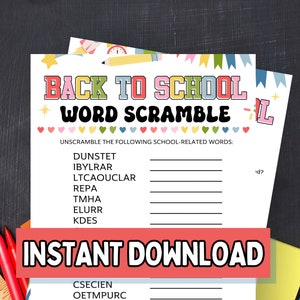 Back to School Word Scramble Game, Back to School Game, Word Scramble ...