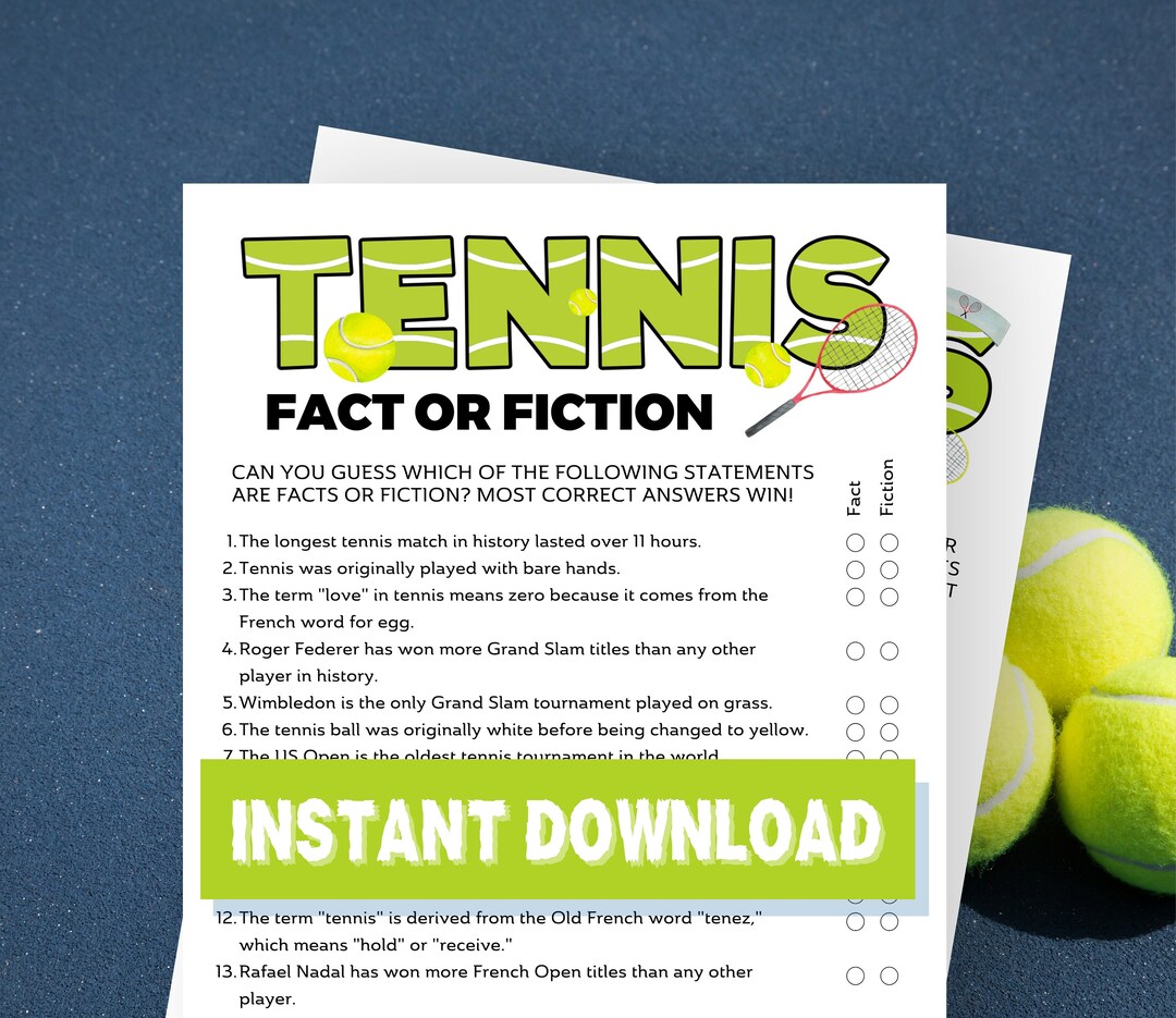Tennis Fact or Fiction Game, Fact or Fiction Printable, Team Building ...