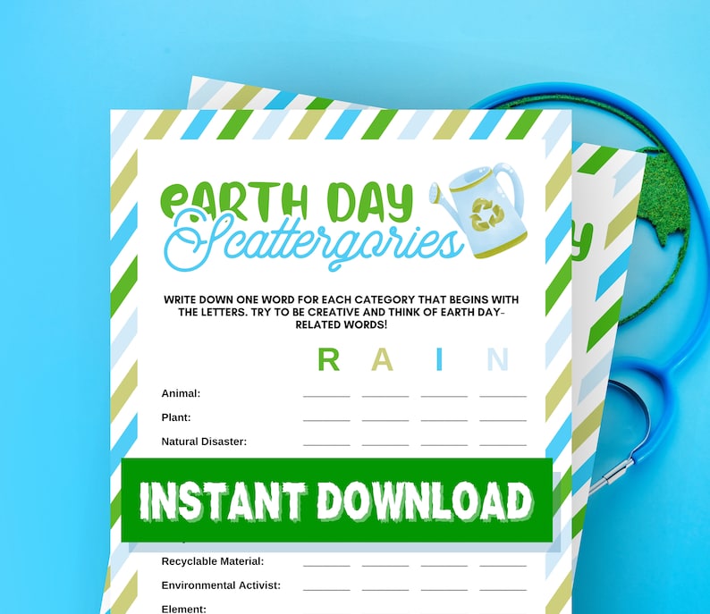 Earth Day Scattergories Game: Fun Activity for Kids & Adults (instant ...