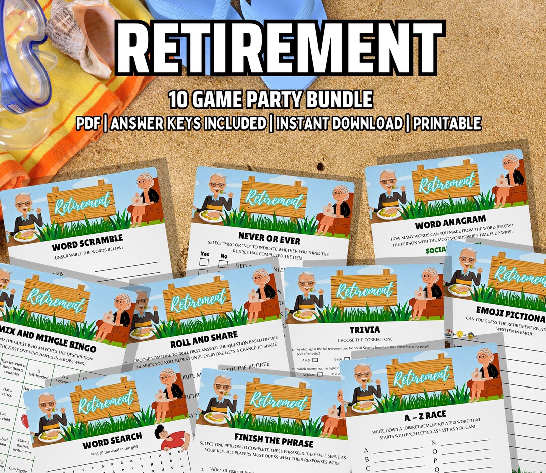 Retirement Games BIG Bundle, Retirement Party Games, Fun Retirement ...