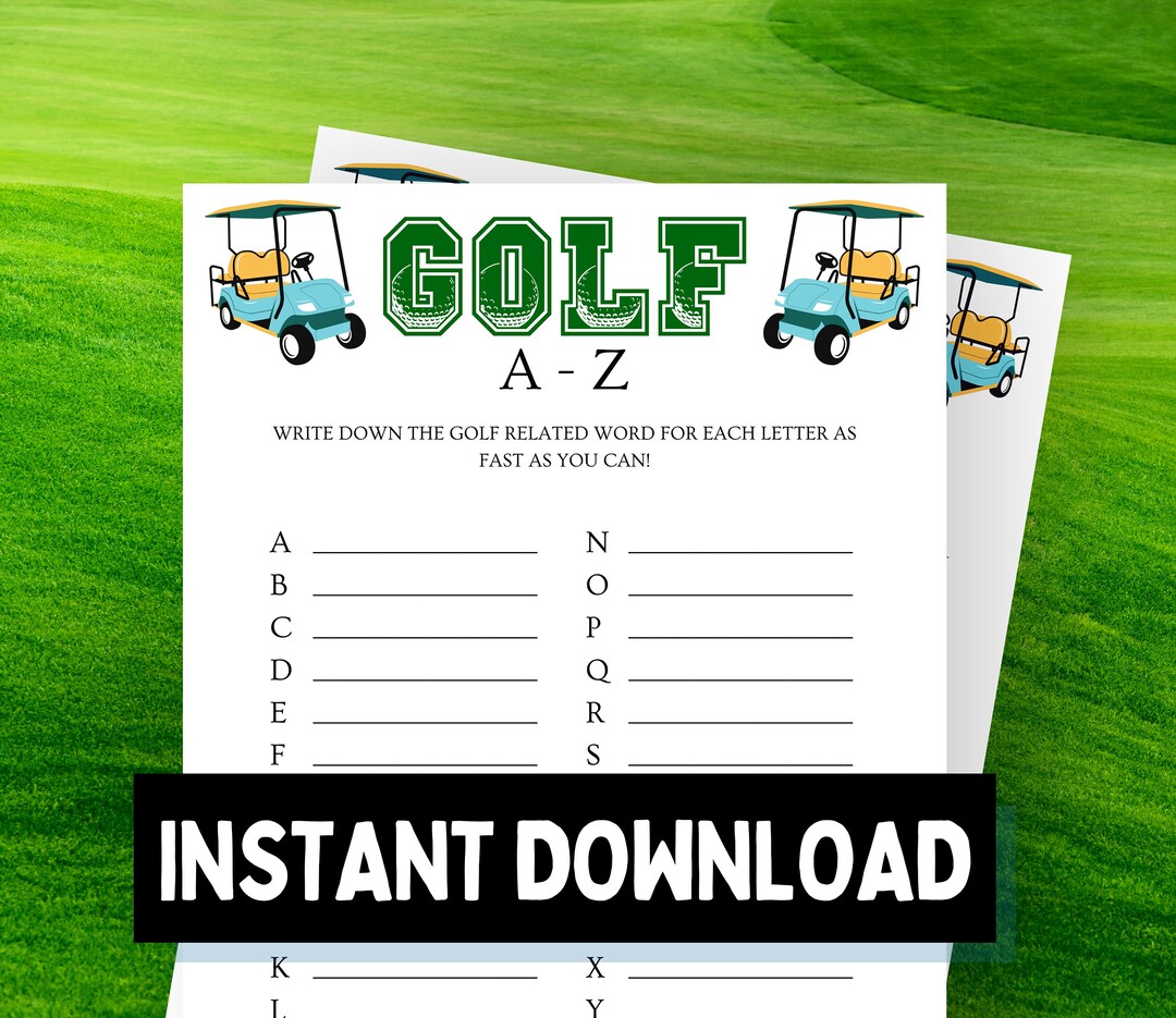 Golf A to Z Game, Fun Golf Activity, Golf Themed Party Game, Golf ...