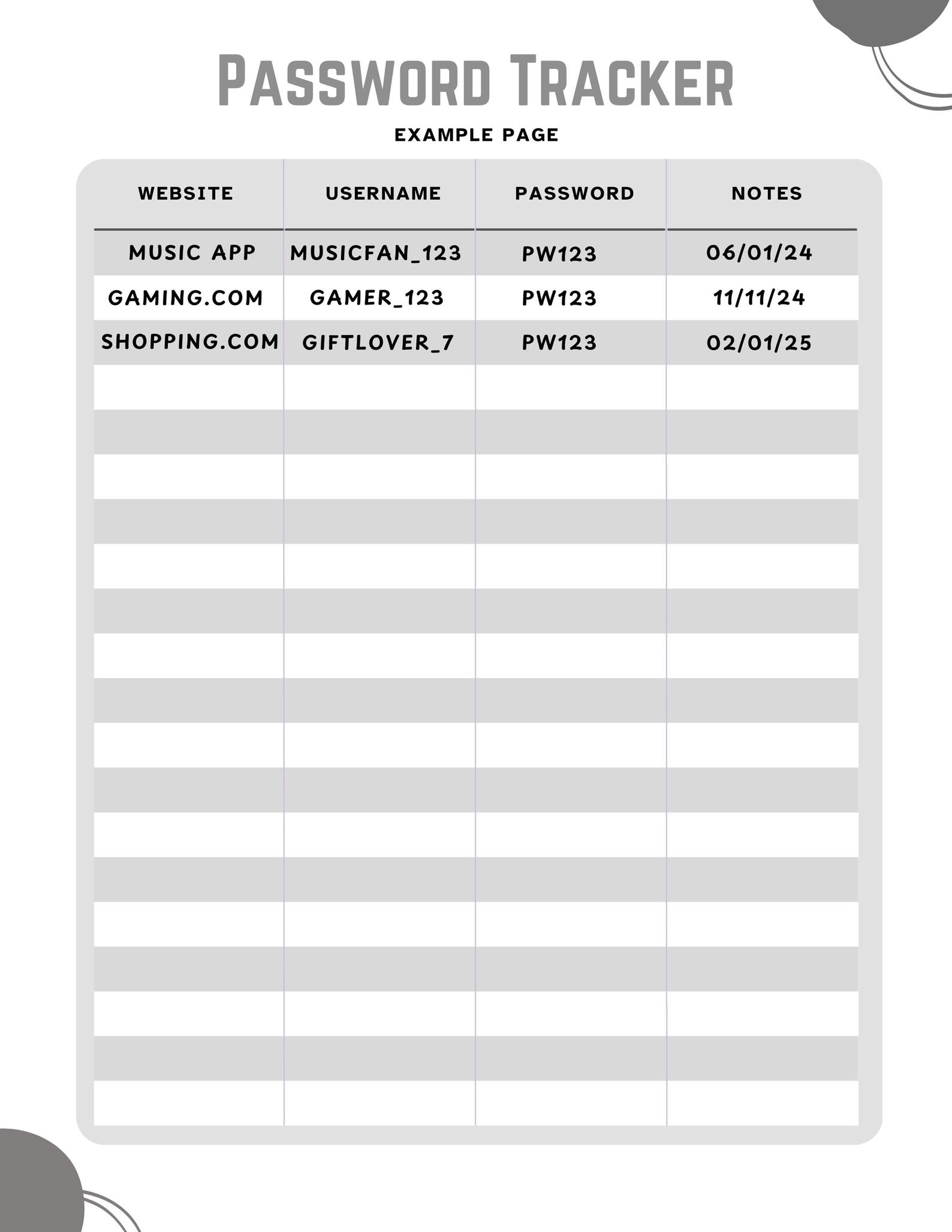 Password Tracker PDF, Minimalist Password Tracker, Password Keeper, PDF ...