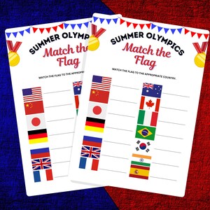 Summer Olympic Match the Flag Game, Match Country to Flag, Olympic ...