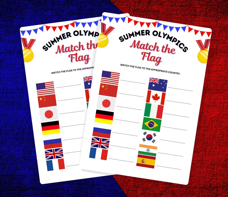 Summer Olympic Match the Flag Game, Match Country to Flag, Olympic ...