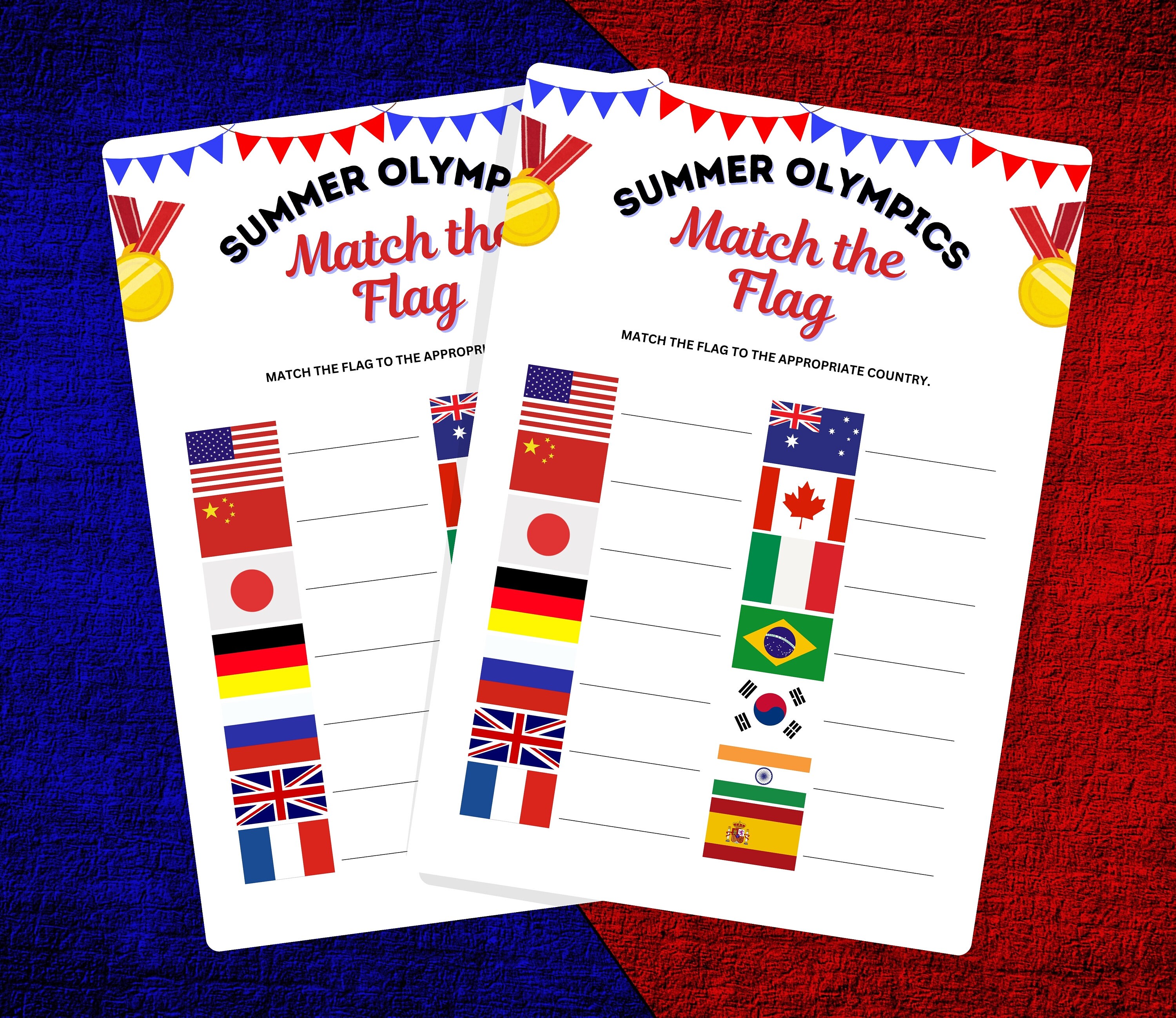 Summer Olympic Match the Flag Game, Match Country to Flag, Olympic ...