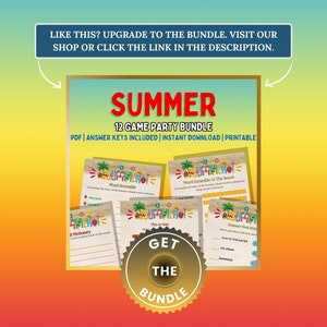 Summer Matching Game, Summer Match Up, Kids Matching Game, Summer ...