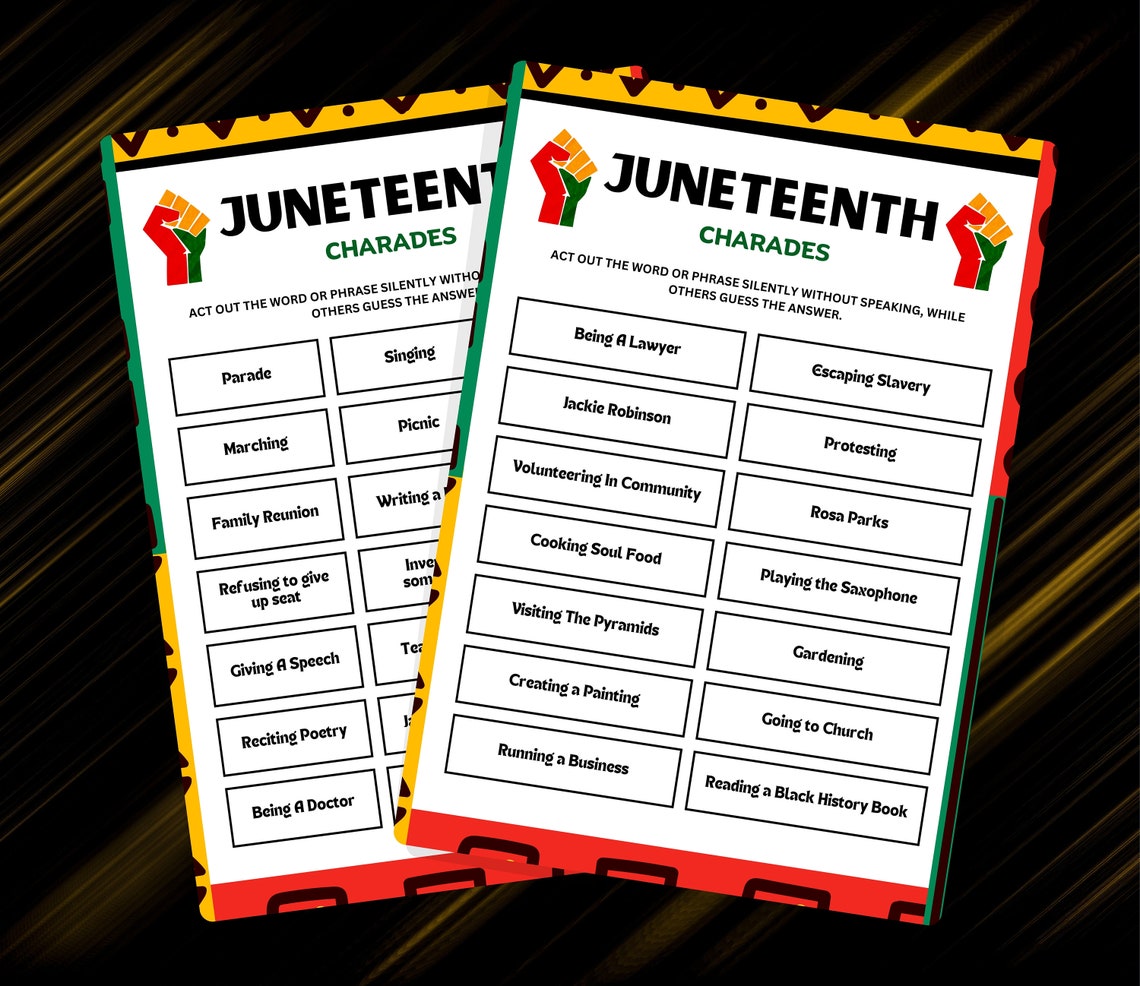 Juneteenth Charades Game: Family & Kids Activity (printable) - Etsy