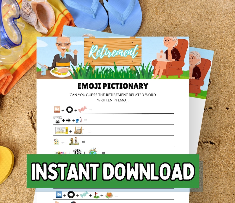 Retirement Emoji Pictionary Game, Emoji Pictionary, Emoji Quiz, Fun ...
