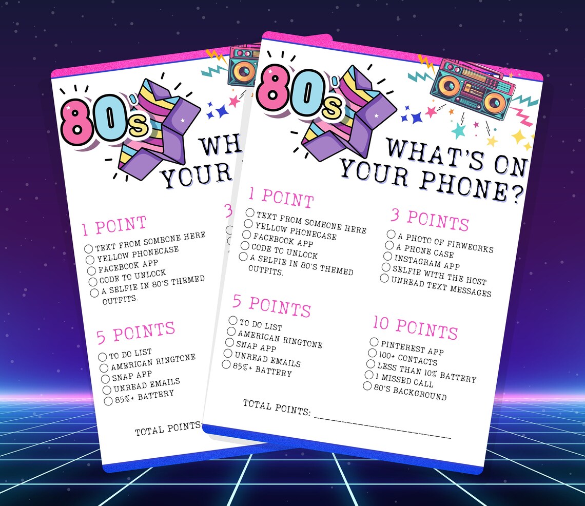 80s Whats on Your Phone Game, What's on Your Phone, 80s Game Night ...