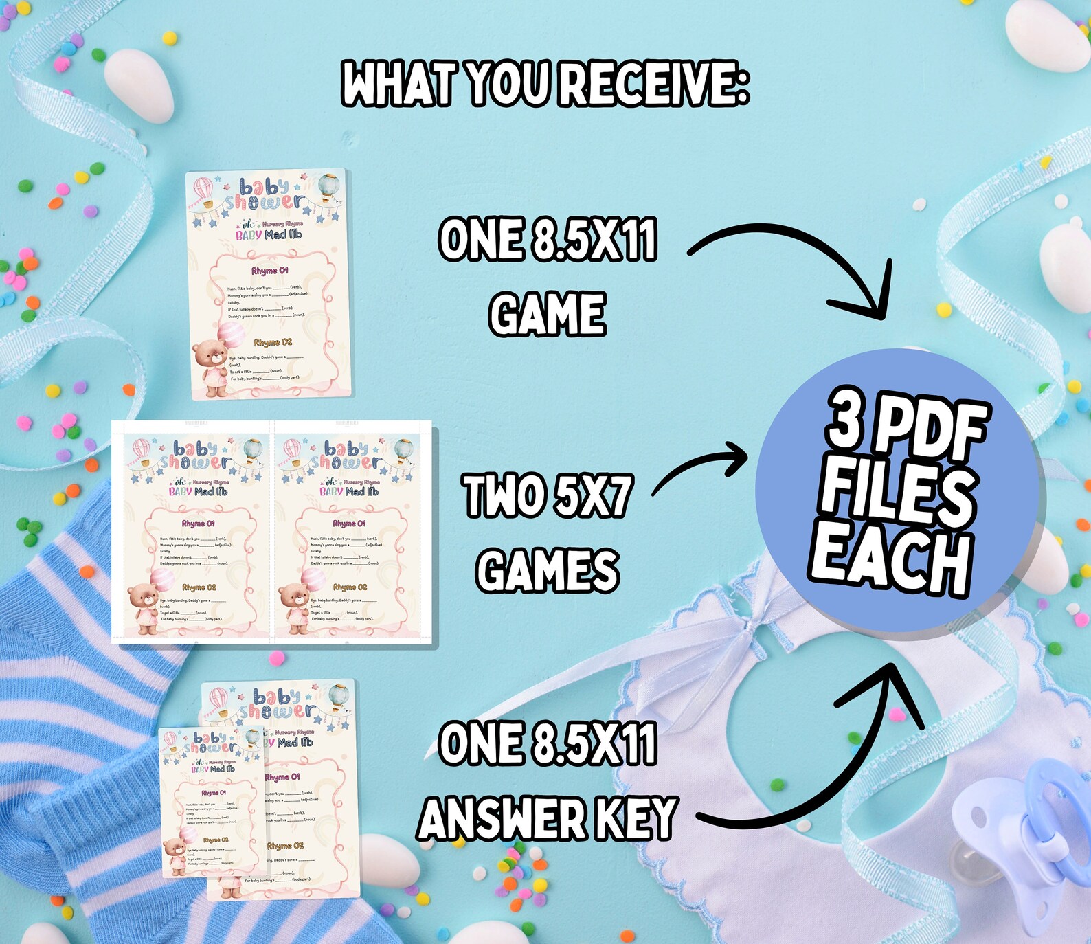 Baby Shower Nursery Rhyme Mad Lib Game, Mad Libs, Fun Baby Shower ...