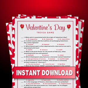 Valentines Day Trivia Game, Valentine Day, Party Games, Adults, Kids ...