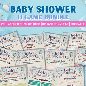 Baby Shower Game Bundle, Baby Shower Games, Fun Shower Activities, Cute ...