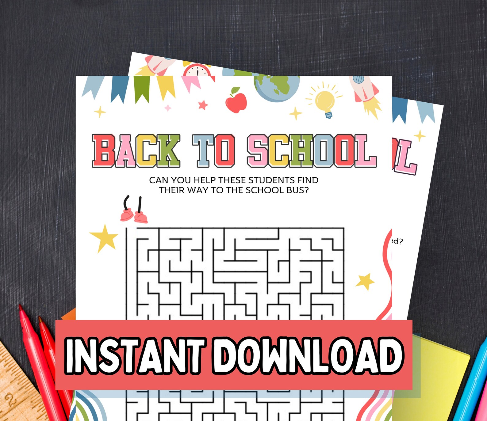Back to School Maze Race Game, Back to School Game for Kids, Walk to ...