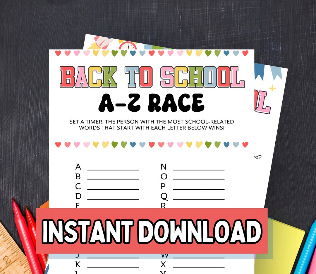 Back to School A to Z Race Game, Back to School Game, Competitive ...