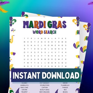 Mardi Gras Word Search, Word Search Game, Mardi Gras, Carnival, Games ...