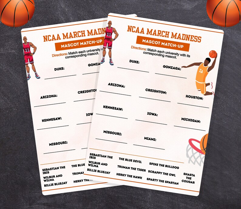 NCAA Mascot Game, March Madness Mascots, Mascot Matching, NCAA ...