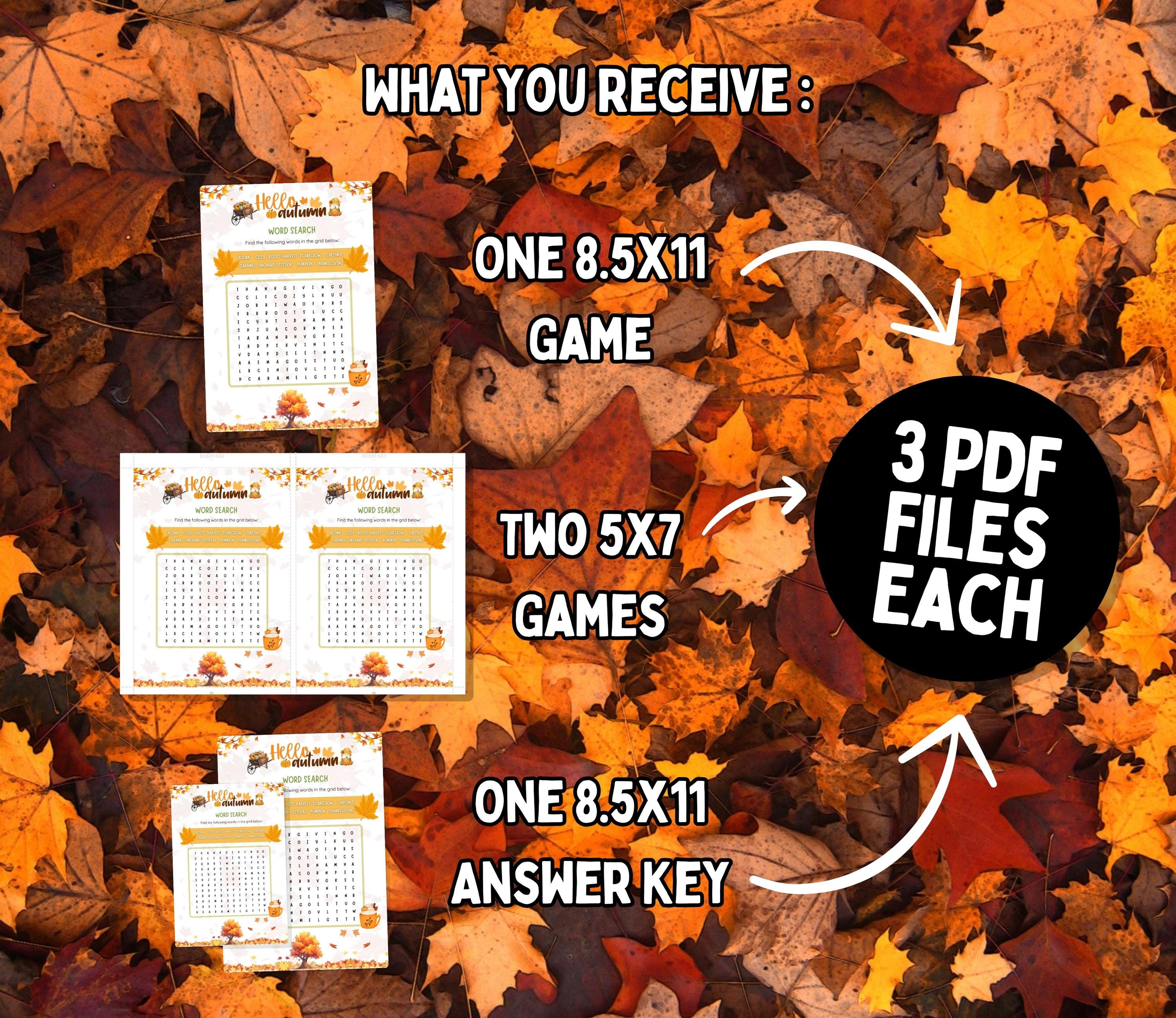 Autumn Word Search Game, Fall Word Search Game, Fun Autumn Activity ...