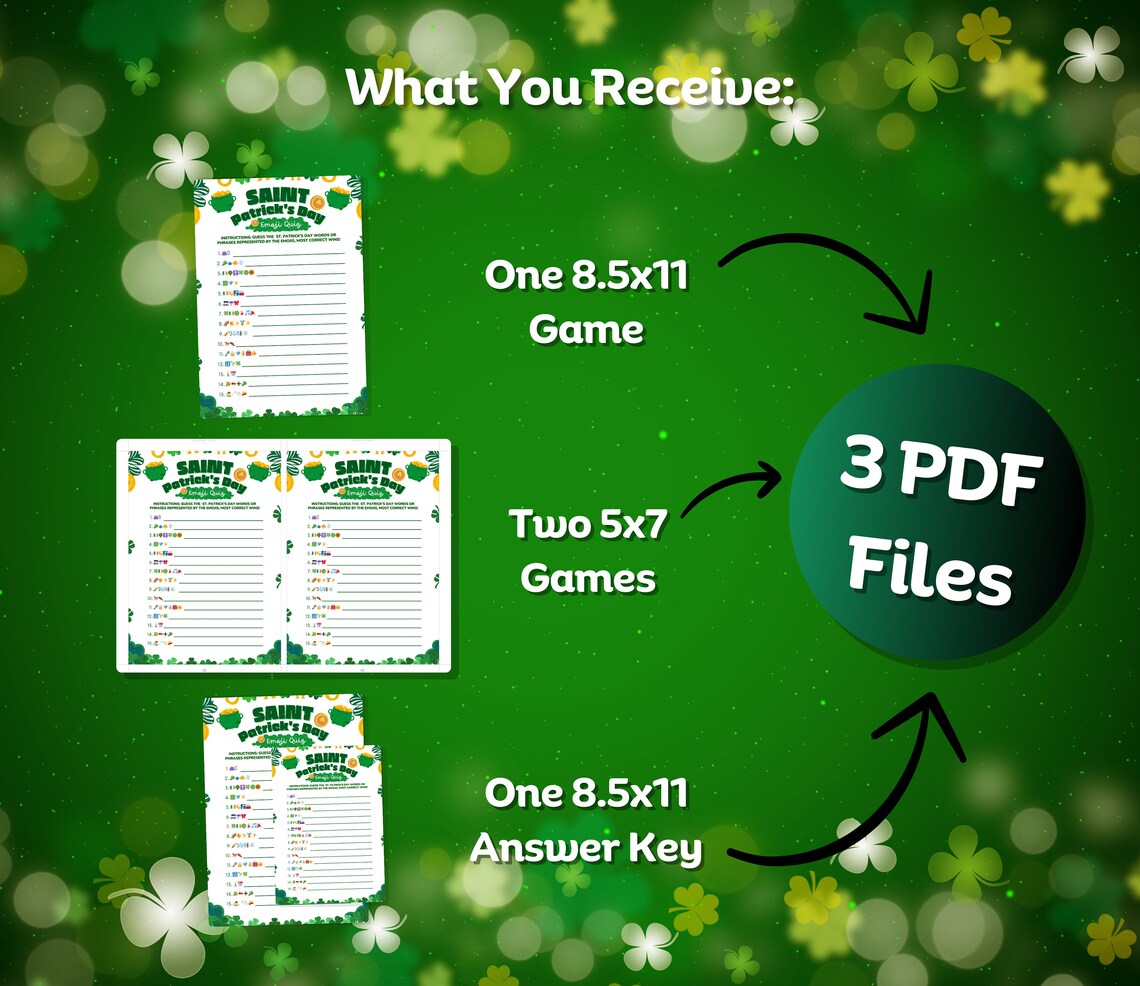 St Patrick's Day Emoji Pictionary Game, St Patrick's Day Game, Fun ...