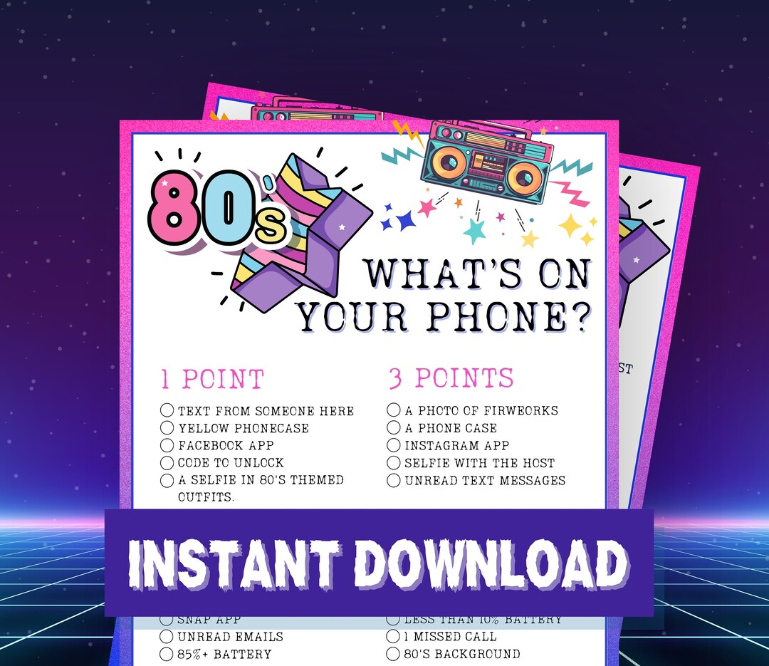 80s Whats on Your Phone Game, What's on Your Phone, 80s Game Night ...