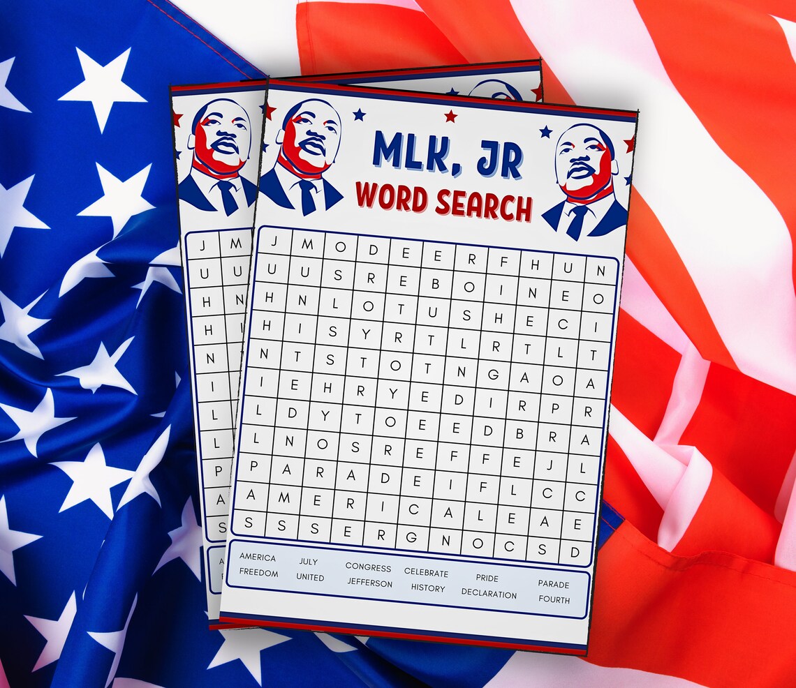MLK Word Search Game, MLK, Martin Luther King Day, Custom Word Search ...