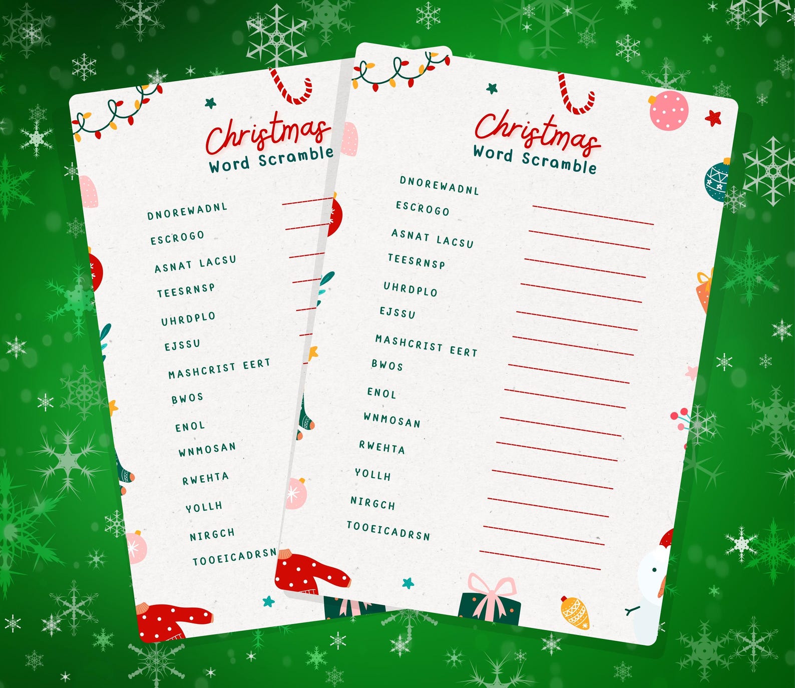 Christmas Word Scramble Game, Word Scramble Game, Fun Christmas Game ...