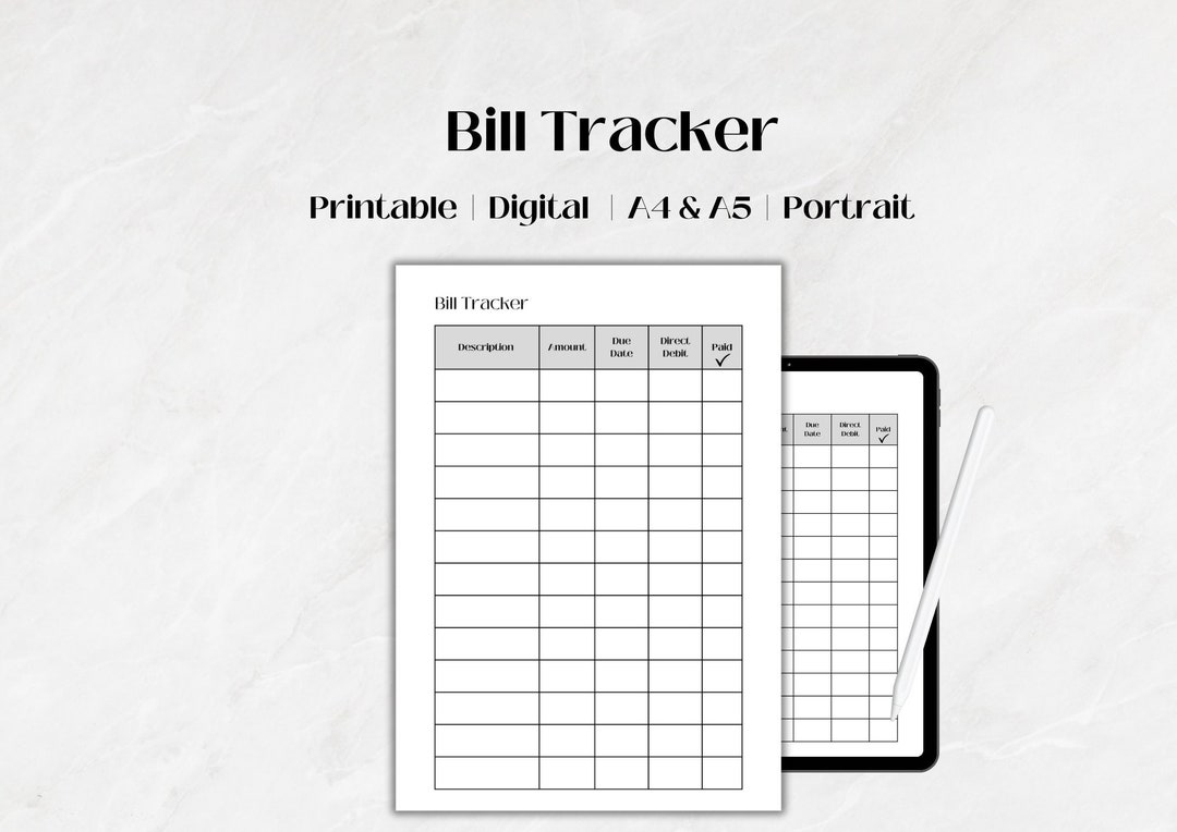 Bill Tracker Printable Bills Organiser Bills Reminder - Etsy