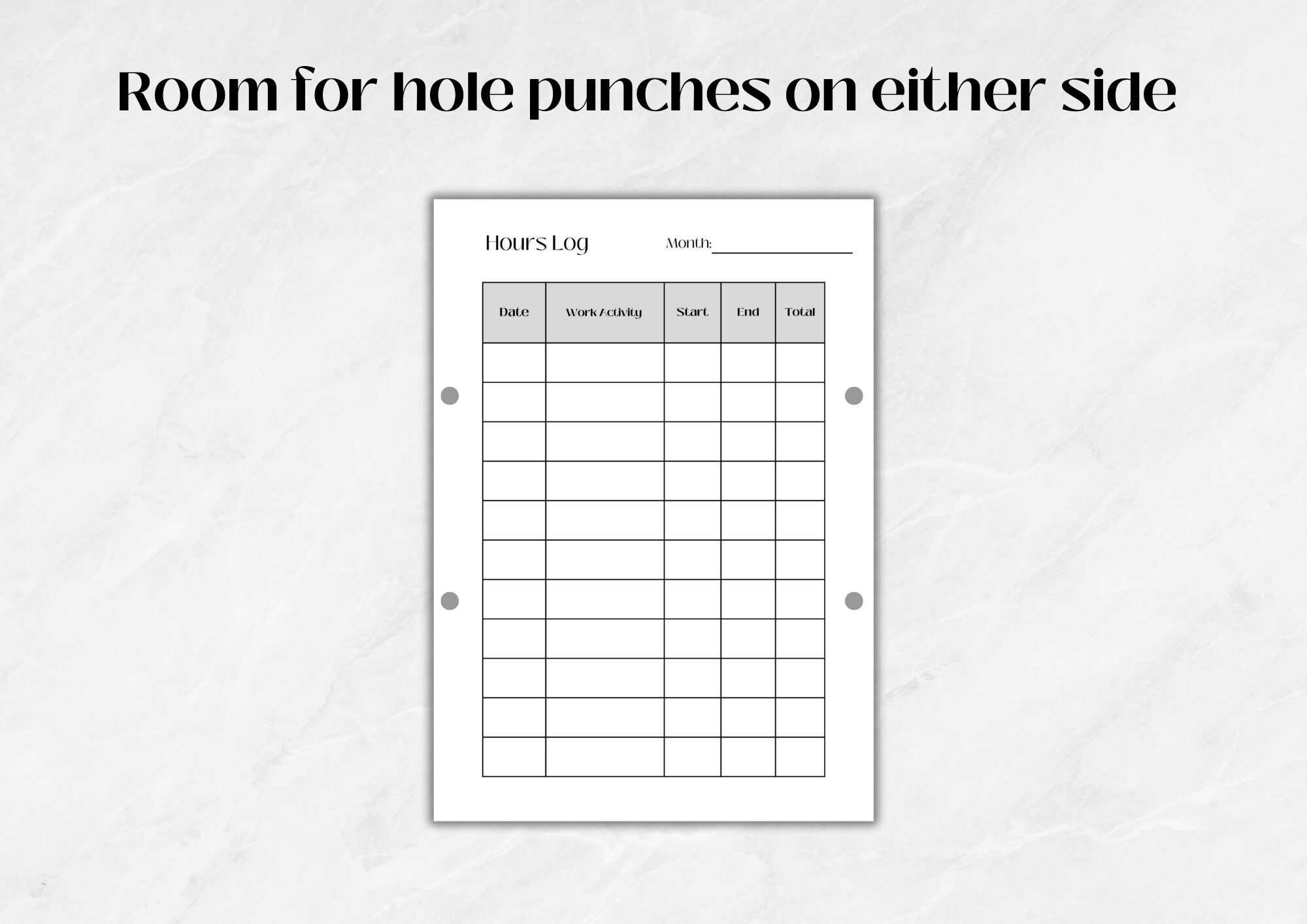 Work Hours Log Printable, Hours Tracker, Work Hours Timetable, Activity ...