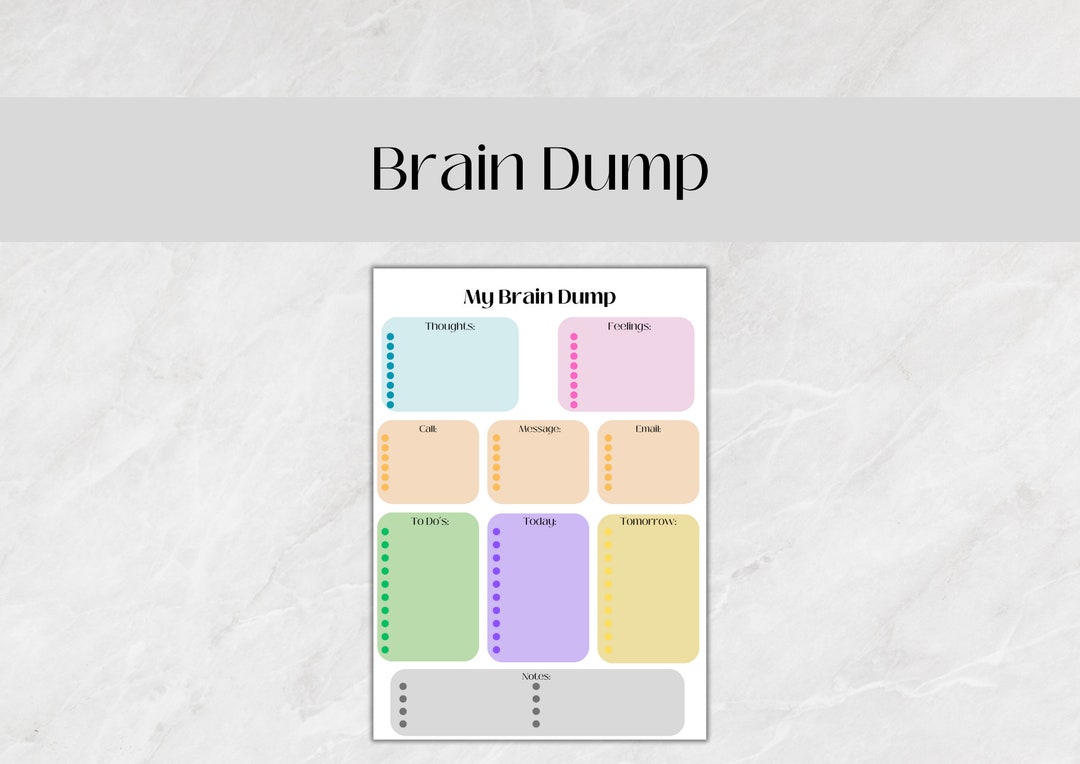 Brain Dump Planner, to Do List, Printable Brain Dump Journal, Prioritises Organiser, Mind ...