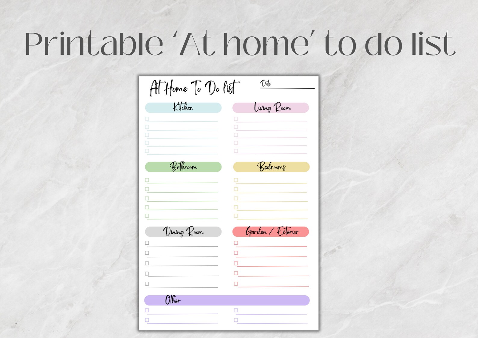 To Do List, at Home to Do List, Printable to Do List, Colour ...