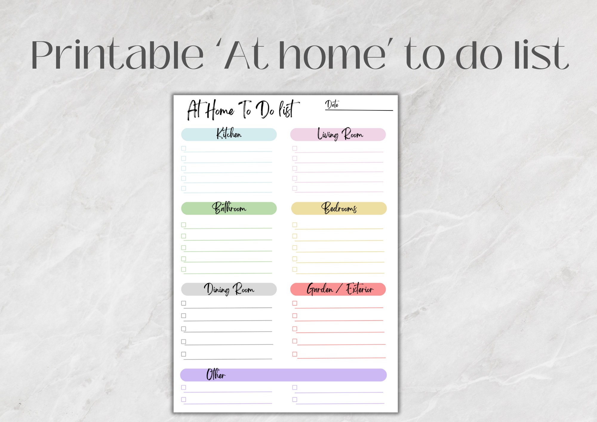To Do List, at Home to Do List, Printable to Do List, Colour ...