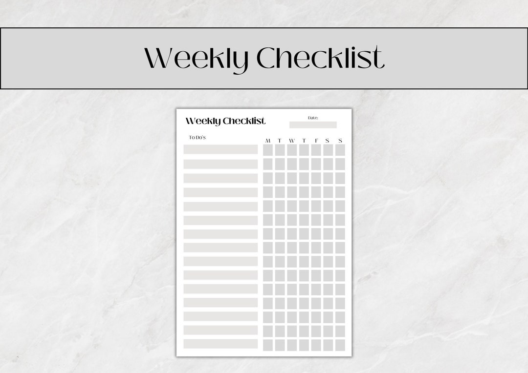 Weekly Checklist, Weekly to Do List, Planner Inserts, Printable Planner ...