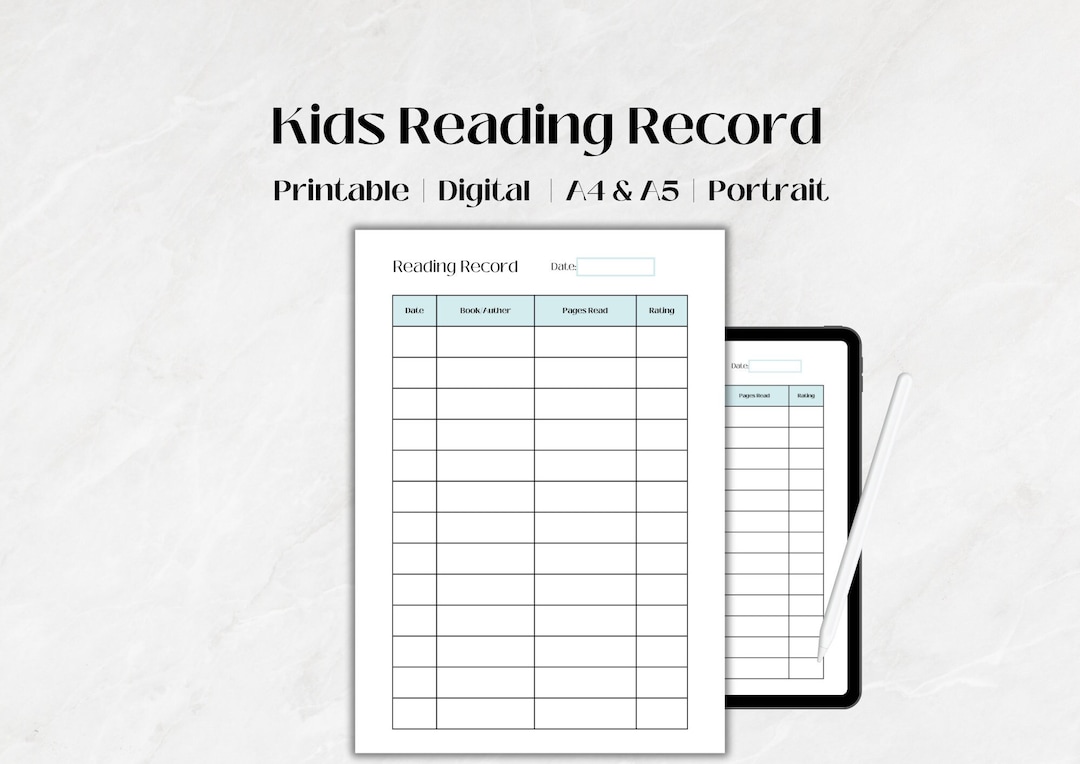 Children's Reading Record Printable, Reading Log, Book Tracker, Book ...