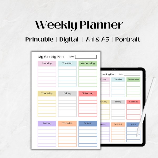 Weekly Checklist, Weekly to Do List, Planner Inserts, Printable Planner ...