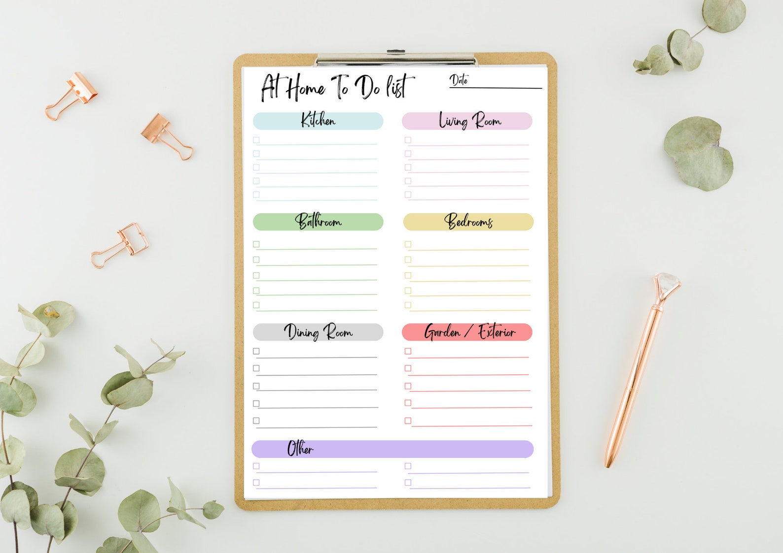 To Do List, at Home to Do List, Printable to Do List, Colour ...