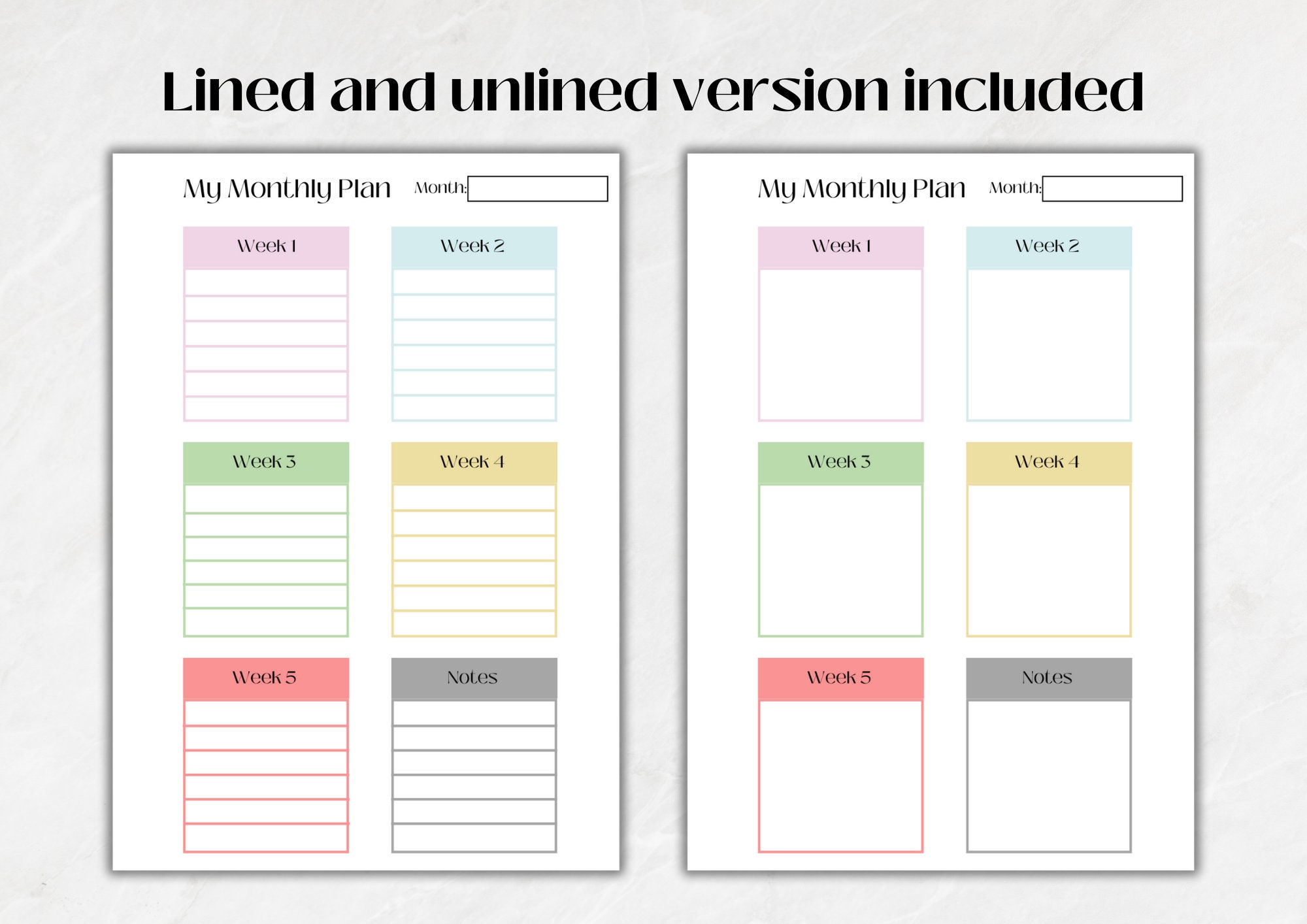 Monthly Planner Printable Planner Month at a Glance Monthly - Etsy
