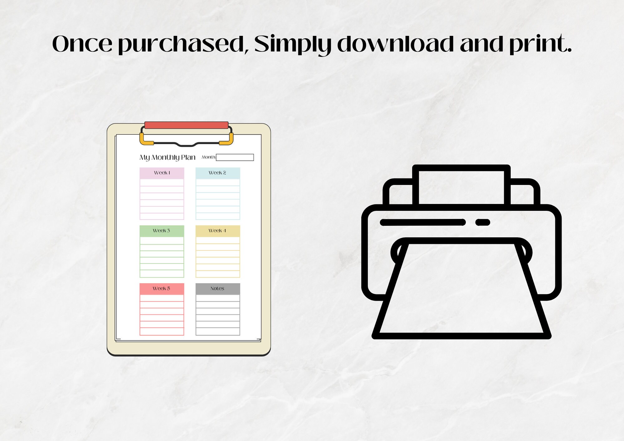 Monthly Planner Printable Planner Month at a Glance Monthly - Etsy