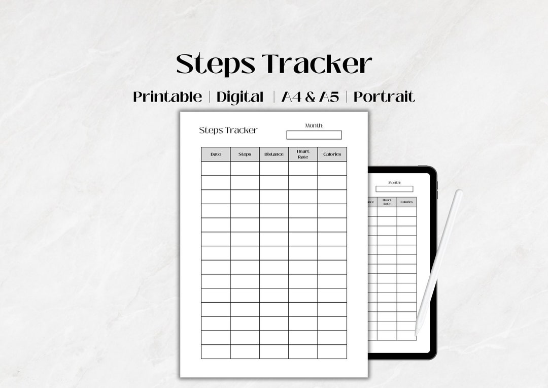 Steps Tracker Printable, Step Log, Fitness Planner Insert, Walking ...
