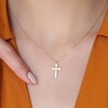 14K Solid Gold Diamond Cross Necklace | Solitaire Diamond Pendant ...
