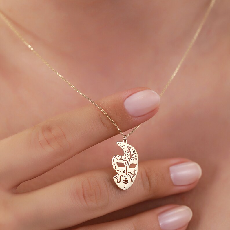 Stylish 14K Real Gold Mask Necklace for Women Elegant Gold Face Mask ...