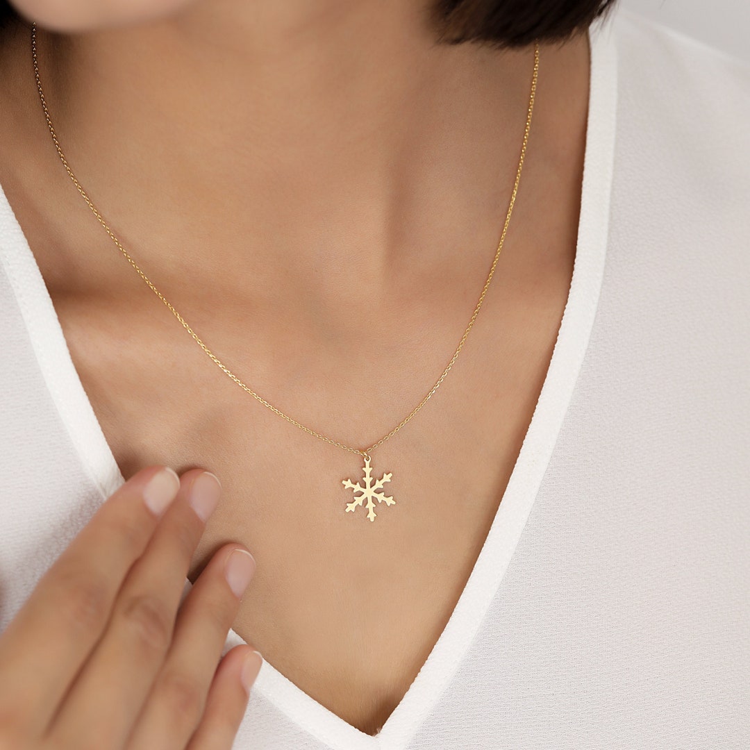 Elegant 18K Gold Vermeil Snowflake Necklace for Women | Winter ...