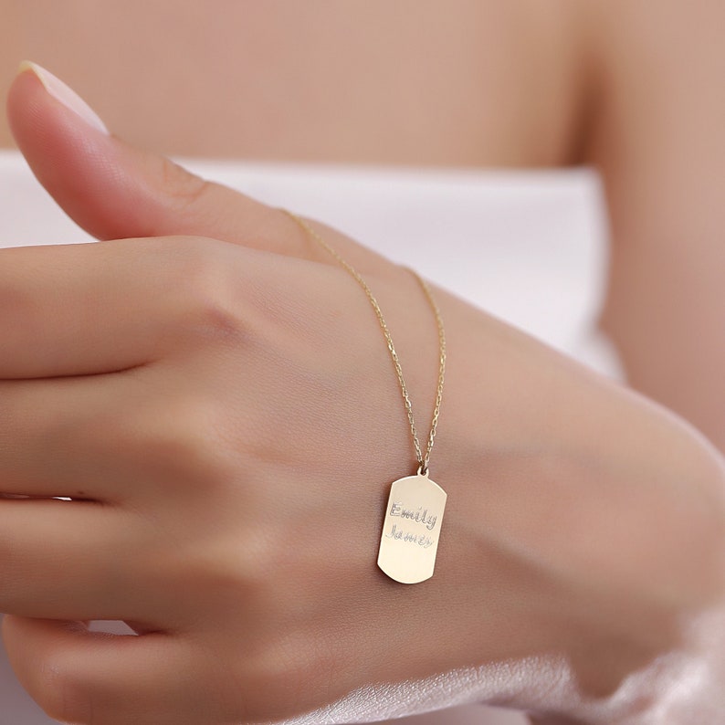 Chic 14K Gold Name Plate Necklace Customized Name Pendant Thoughtful ...