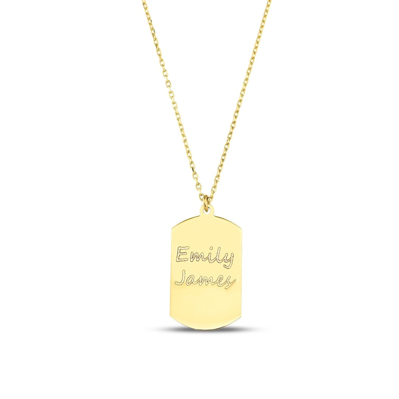 14K Gold Custom Name Tag Necklace – Personalized Dog Tag Pendant With ...
