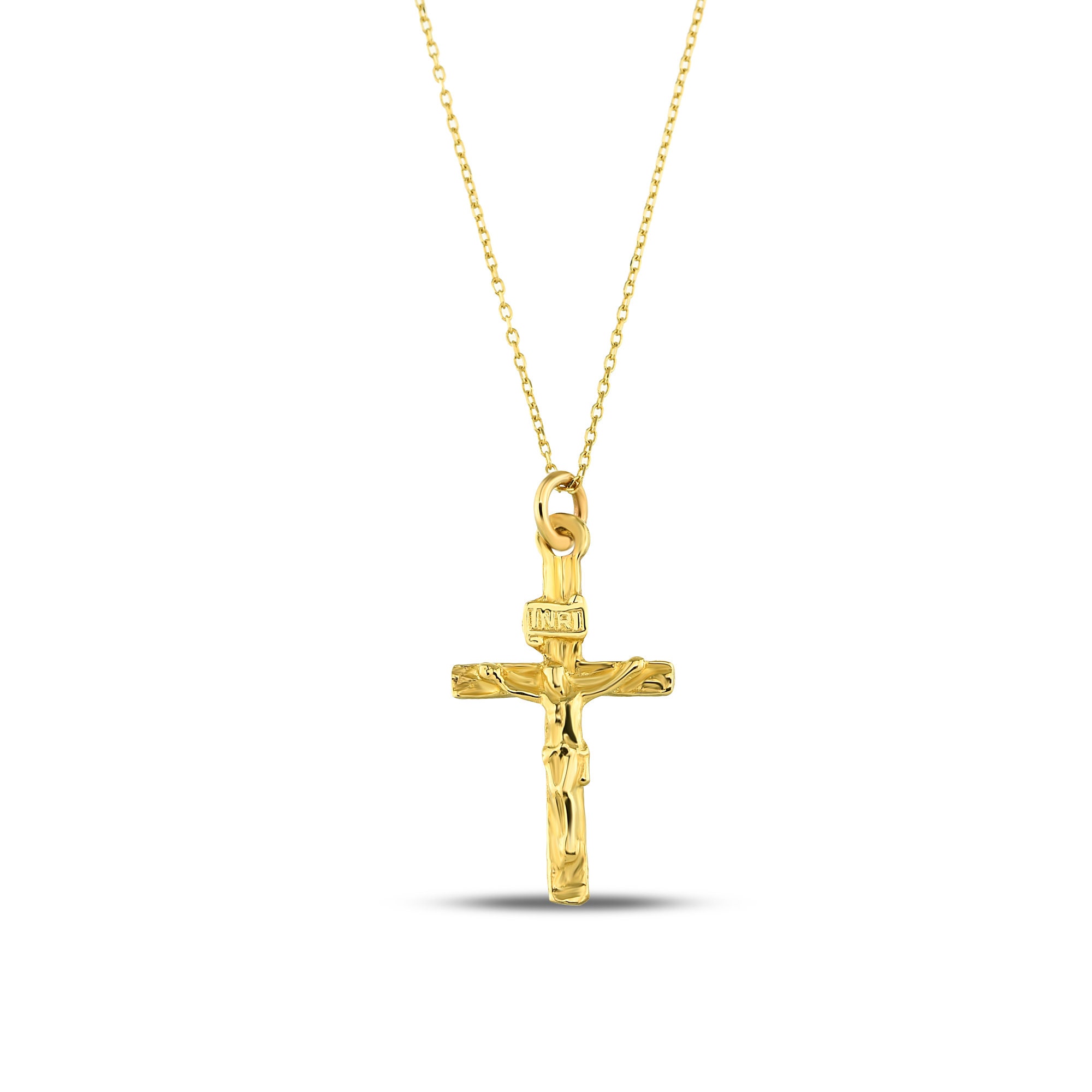14K Gold Christian Cross Necklace Women's Protection Jewelry Mother's ...
