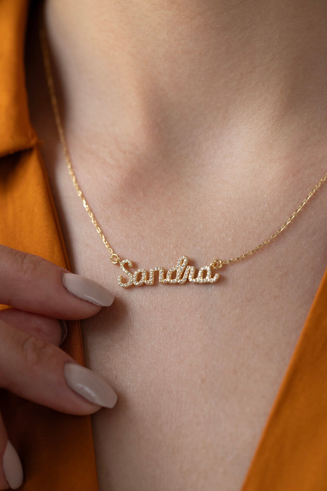 14K Gold Diamond Name Necklace for Women | Customized Personalized ...