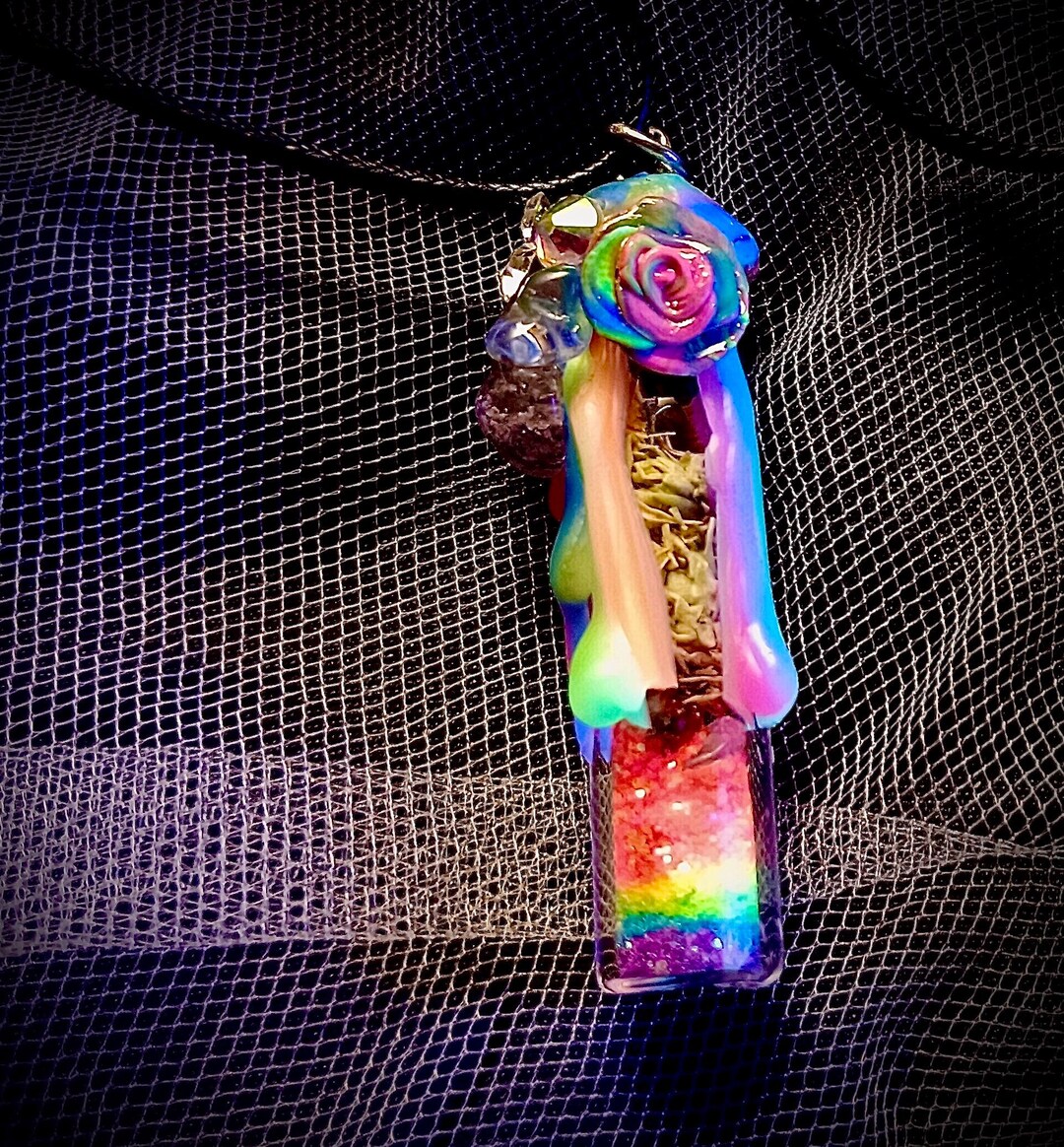 Rainbow Magic Moss Pendant, UV Reactive, Fairy Jar, Fairy Pendant ...