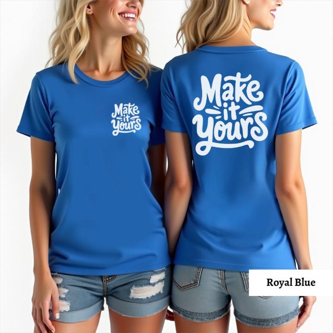 Front and Back Mock Up, Royal Blue T-shirt Mock-up PNG, Bella + Canvas ...