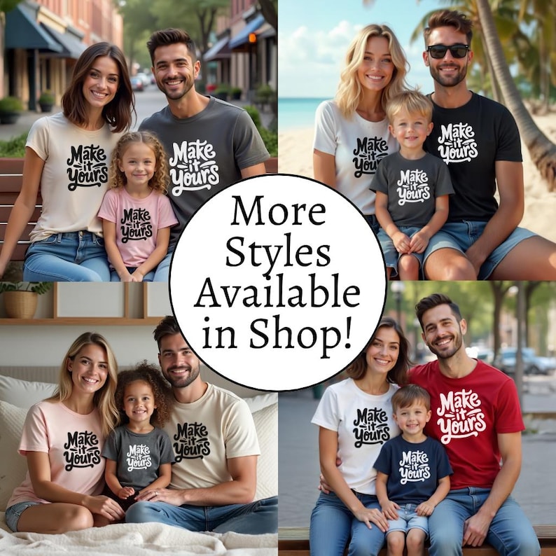 Family Shirts Mockup Bundle: Bella Canvas 3001 (PNG Digital Download ...
