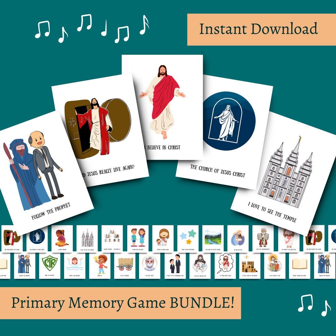 Primary Music Match Game BUNDLE, LDS Songbook Memory Activity (digital ...